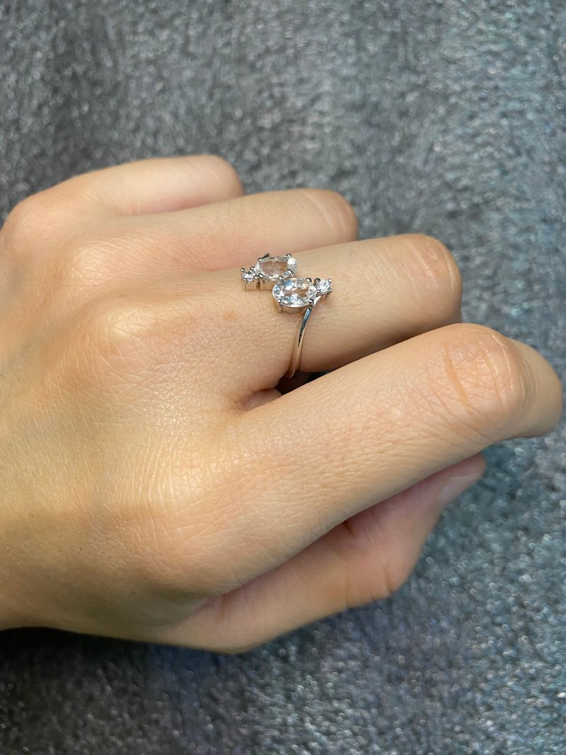 White crystal ring handmade in India 925 sterling silver reflection ...