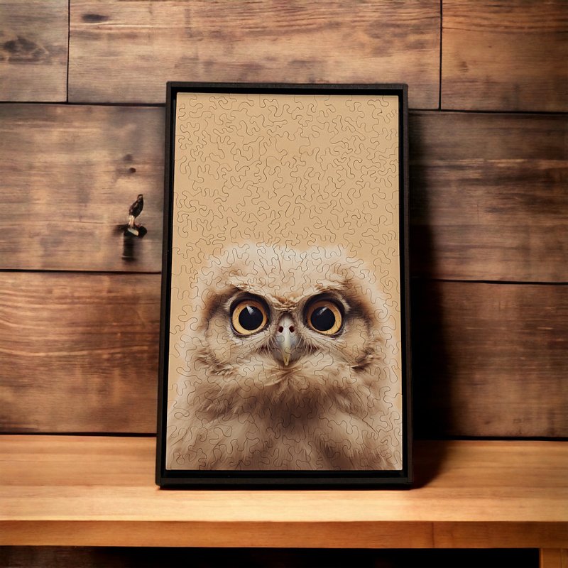 嘿看這裡-貓頭鷹II【壁虎拼圖】 良繪製所｜頂級木拼圖｜拼圖人氣榜 - Pinkoi