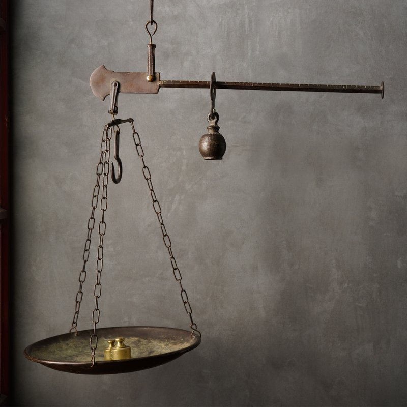 Old iron steelyard balance from late 19th century / early 20th century ...