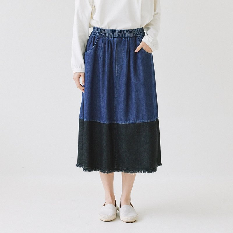 【Simply Yours】牛仔拼接半身裙 深藍F Simply Yours｜裙子/長裙人氣榜 - Pinkoi