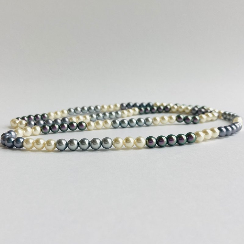 ガラスパールマチネーネックレス/エンドレス加工/6mm約75cm/ブルーカラーmix/made in japan - 設計館 particular-about 項鍊 - Pinkoi