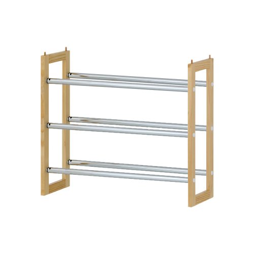 Three-layer stackable retractable shoe rack for welfare products (one ...