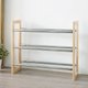 Three-layer stackable retractable shoe rack for welfare products (one ...