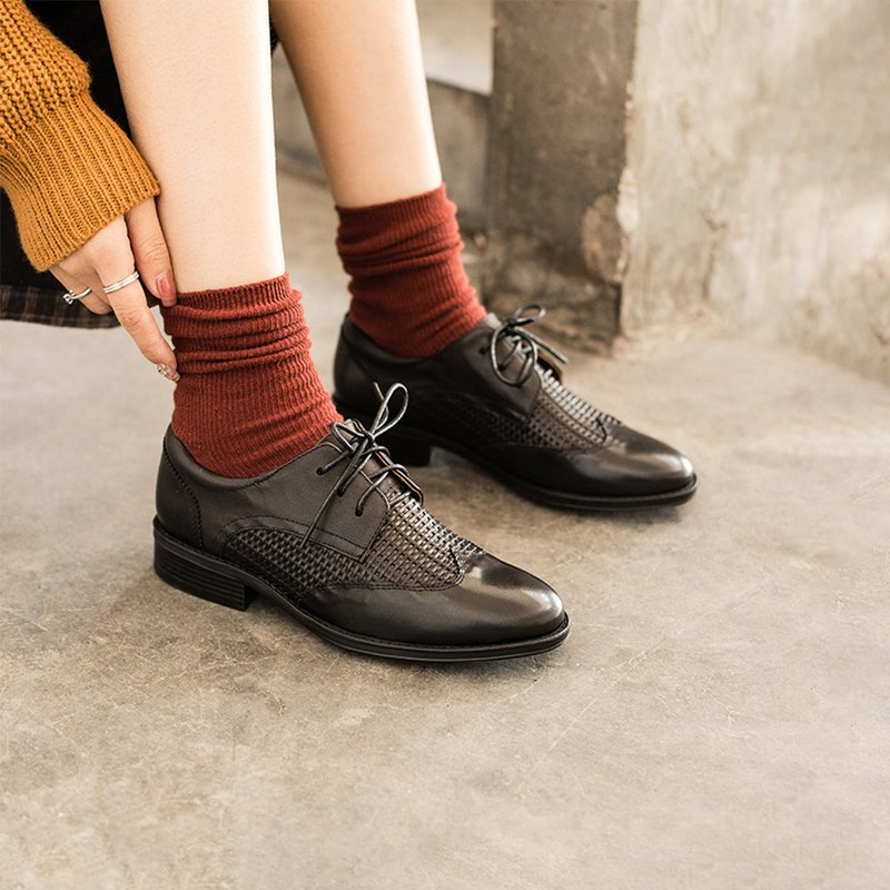 Brogue carved single shoe lace-up woven women's shoes - Shop Dwarves ...