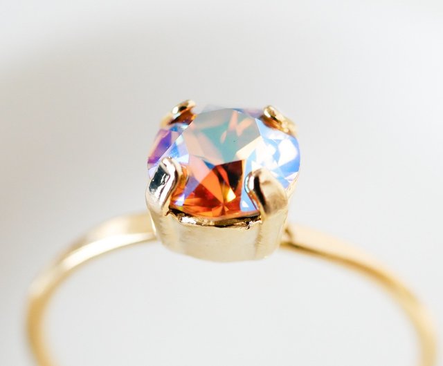 Swarovski Crystal Delicate Simple Ring Light Colorado Topaz Shimmer Shop schaf General Rings Pinkoi