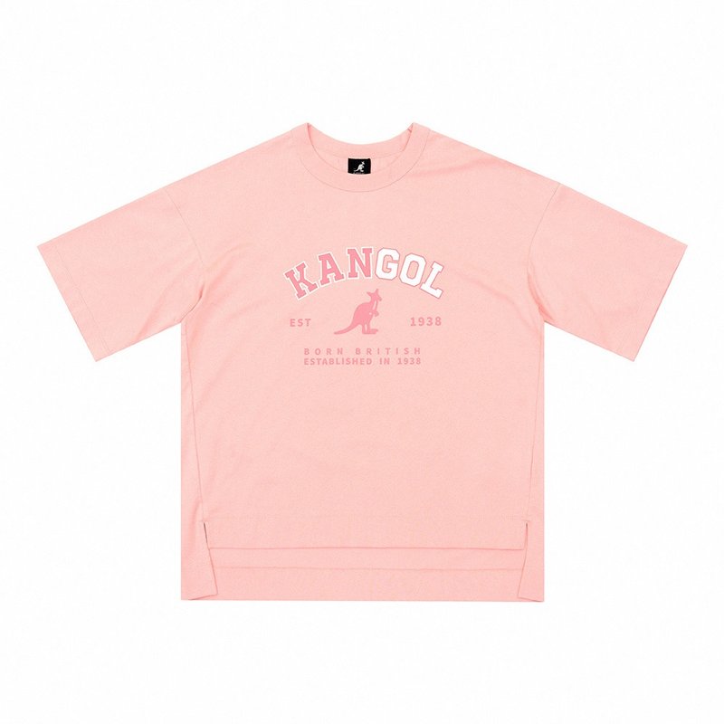 KANGOL 女款美式復古Logo開衩T 白色/粉紅 KANGOL 官方授權｜女 T 恤人氣榜 - Pinkoi