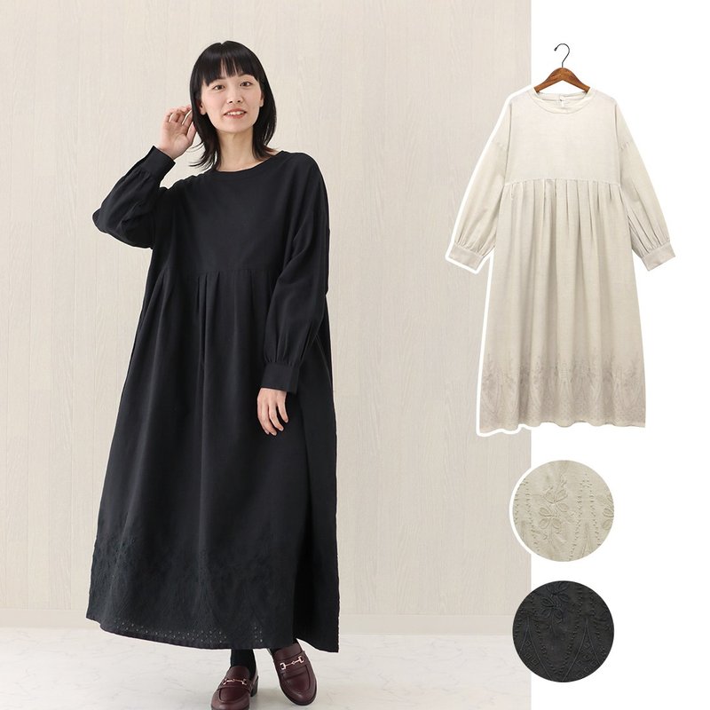 【熱門預購】亞麻混紡刺繡浮雕簡約小魔女洋裝(2色) 40824-360-21 Saibaba Ethnique｜洋裝/連身裙人氣榜 - Pinkoi