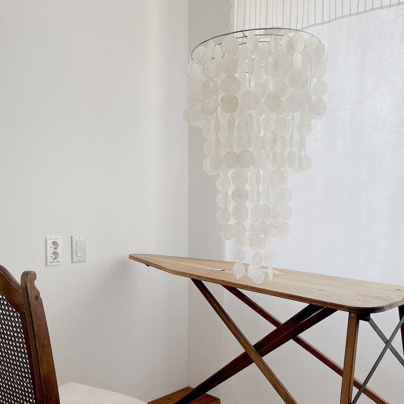 PRE-MADE| Finnish Restr.(Flat)-White-Round-XXL | Shell Wind Chime ...