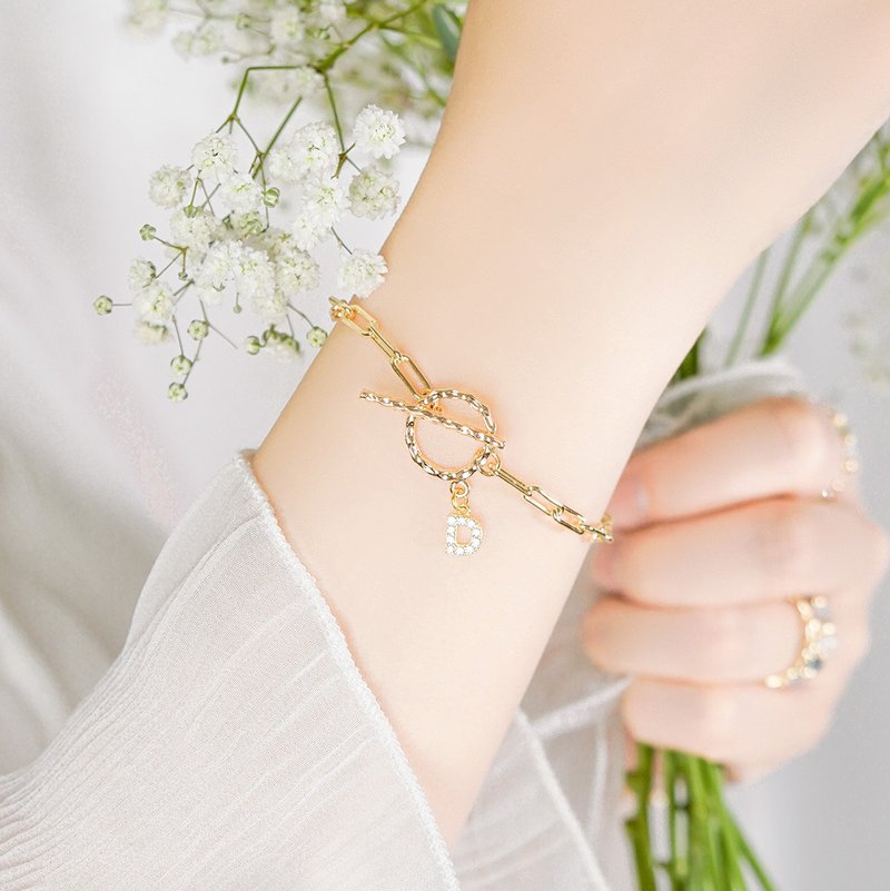 Pinkoi獨家款 x 字母 鋯石 客製 黃銅鍍18K 手作【狂妄自我】手鍊 Ficelle｜手鍊/手環人氣榜 - Pinkoi