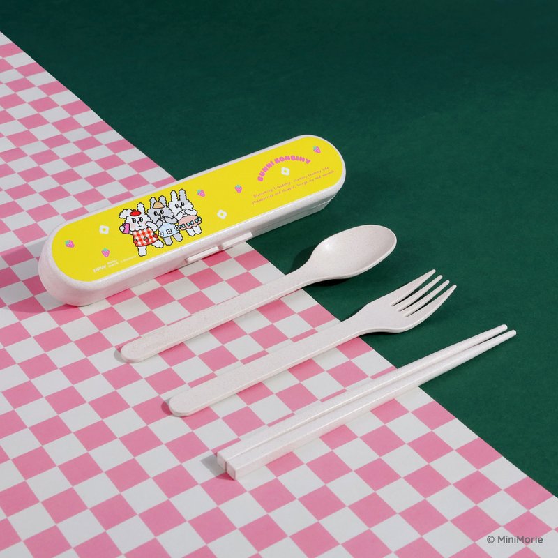 環保餐具套裝 BUNNI KONBINY - 兔兔自拍 網紅聯名 PAPERY.ART｜刀叉/湯匙/餐具組人氣榜 - Pinkoi