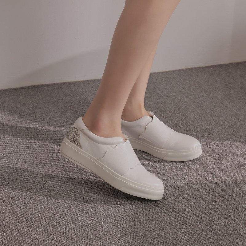 波狀橫帶-後跟撞色休閒鞋-白色 NO216｜女休閒鞋/帆布鞋人氣榜 - Pinkoi