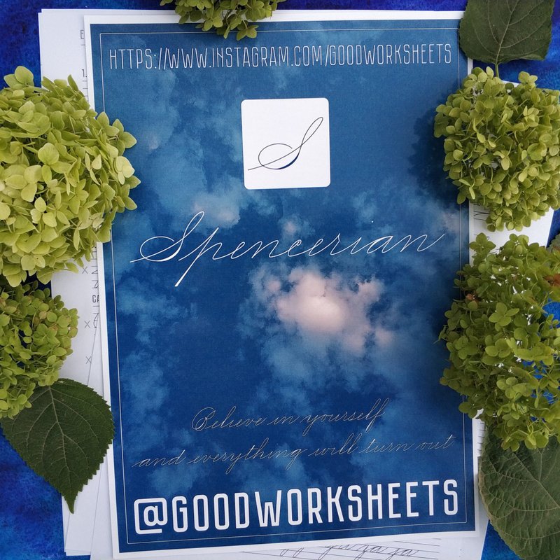 【數位】Printable A4 Spencerian Script Connecting letters and Writing words ...