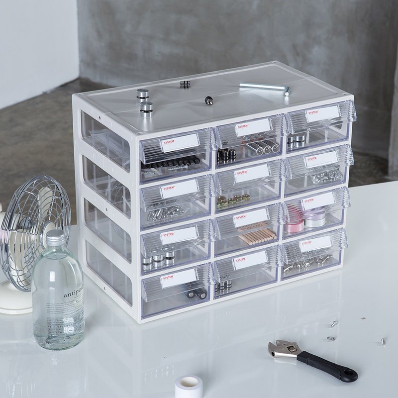 SYSMAX two-color system 12 compartments multi-purpose storage box ...