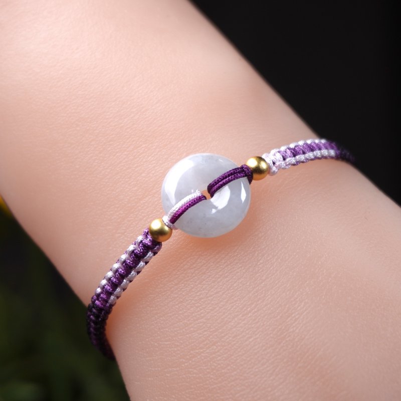[May‧Peace] Ice jadeite peace buckle woven bracelet | Natural grade A ...