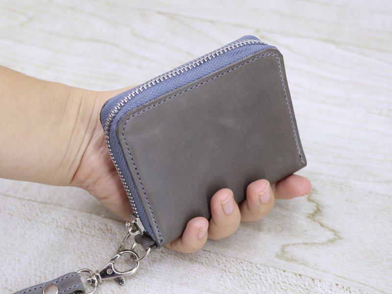 Womens Leather Mini Zip Wallet with Wrist Strap / Handmade Wallet ...