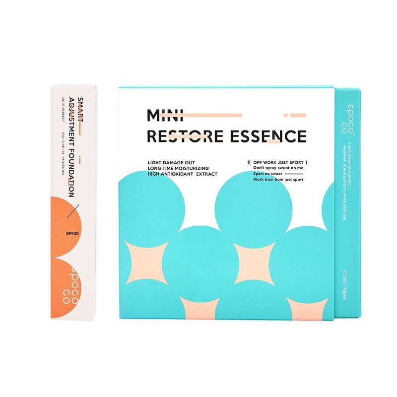 貼妝零粉感組 | 智慧校正粉底(SPF20) +修復安瓶 - 設計館 spococo 妝前乳/粉底液 - Pinkoi