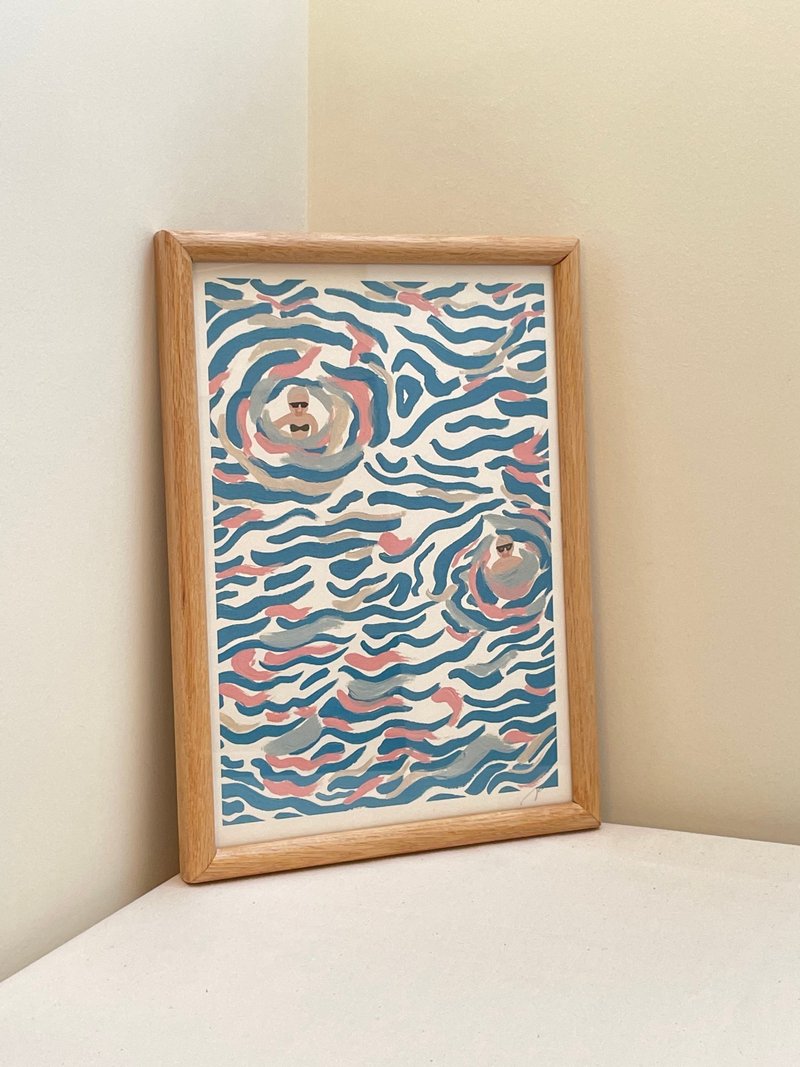 外婆游泳 A4繪畫 | 掛畫 | 原創 | 限量 | 裝飾畫 小角落｜海報/掛畫/掛布人氣榜 - Pinkoi