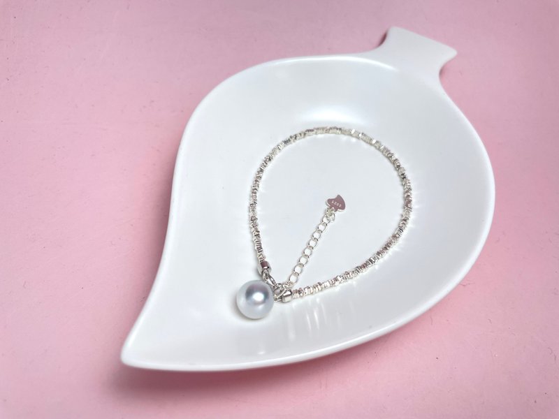 碎銀子 天然珍珠 akoya 真多麻 18K白金吊墜 純銀手鏈 Athena珍珠設計｜手鍊/手環人氣榜 - Pinkoi