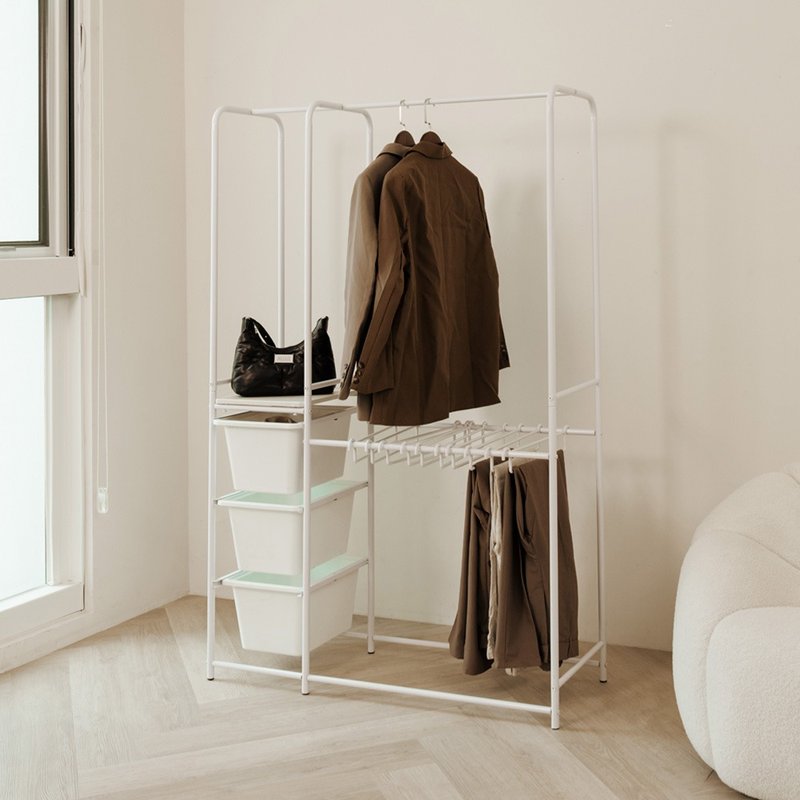 【ikloo】加大款組合式掛衣架- 含10入褲架 ( 褲子掛架 抽屜收納) ikloo宜酷屋｜衣架/衣帽架/掛勾人氣榜 - Pinkoi