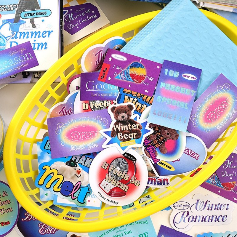 [A frame from the old times] Retro American English notebook stickers ...