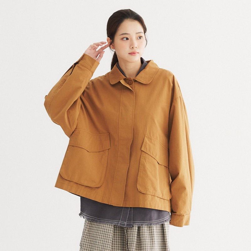 【Simply Yours】小圓領片澎袖短版外套 駝F Simply Yours｜女大衣/外套人氣榜 - Pinkoi