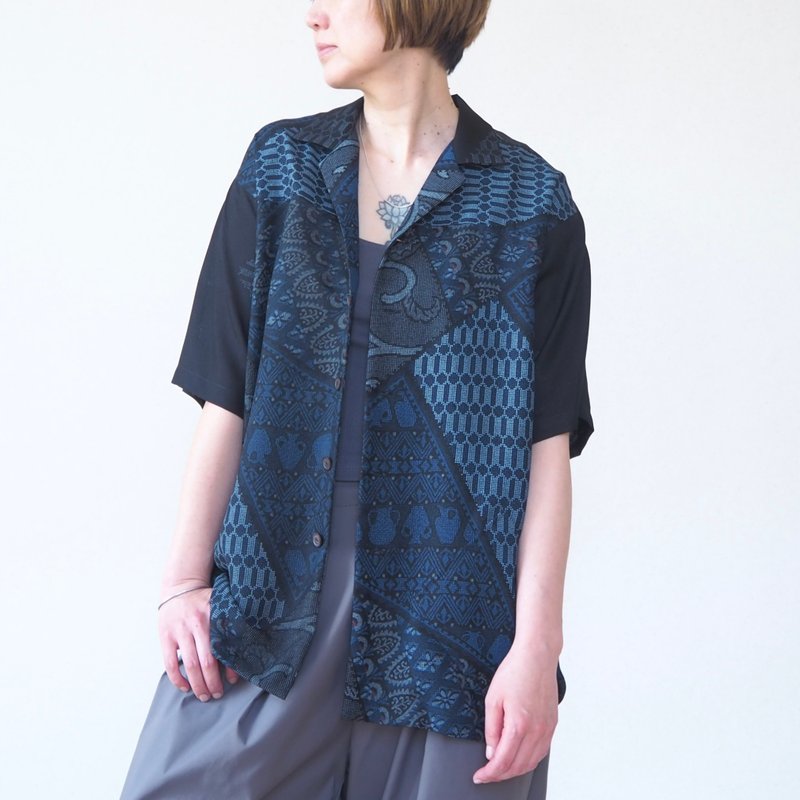 【日本製造】藍黑色和服襯衫、升級改造和服襯衫男式 M、獨一無二 UMUI｜男襯衫/休閒襯衫人氣榜 - Pinkoi