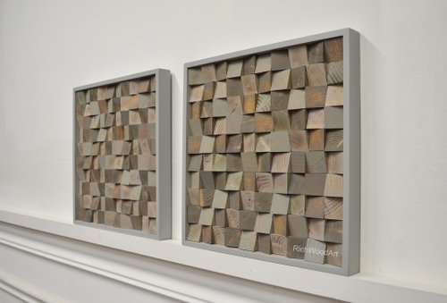 柔和色彩的木墙雕塑现代木墙艺术-精致的绿松石 - 設計館 Rich Wood Art 壁貼/牆壁裝飾 - Pinkoi