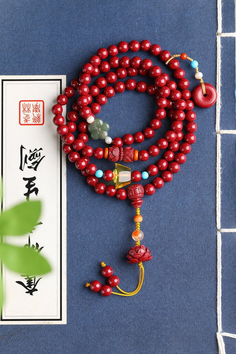天然原礦硃砂精品紫金砂108顆佛珠手鏈 硃砂含量高達95%以上 水墨｜手鍊/手環人氣榜 - Pinkoi
