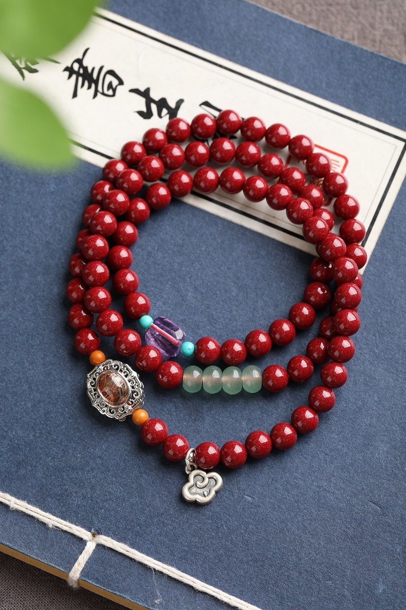 天然原礦硃砂精品紫金砂三圈手鏈 6mm左右 含量高達95%以上 水墨｜手鍊/手環人氣榜 - Pinkoi