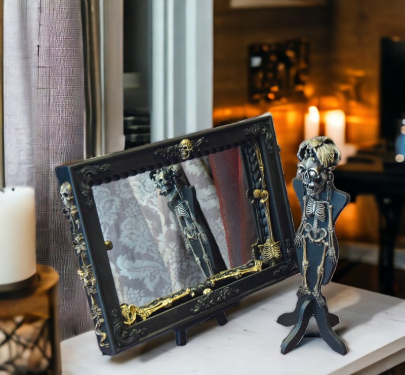 Gothic Pagan Home Decor Makeup Mirror with Skeleton Mannequin Jewelry ...