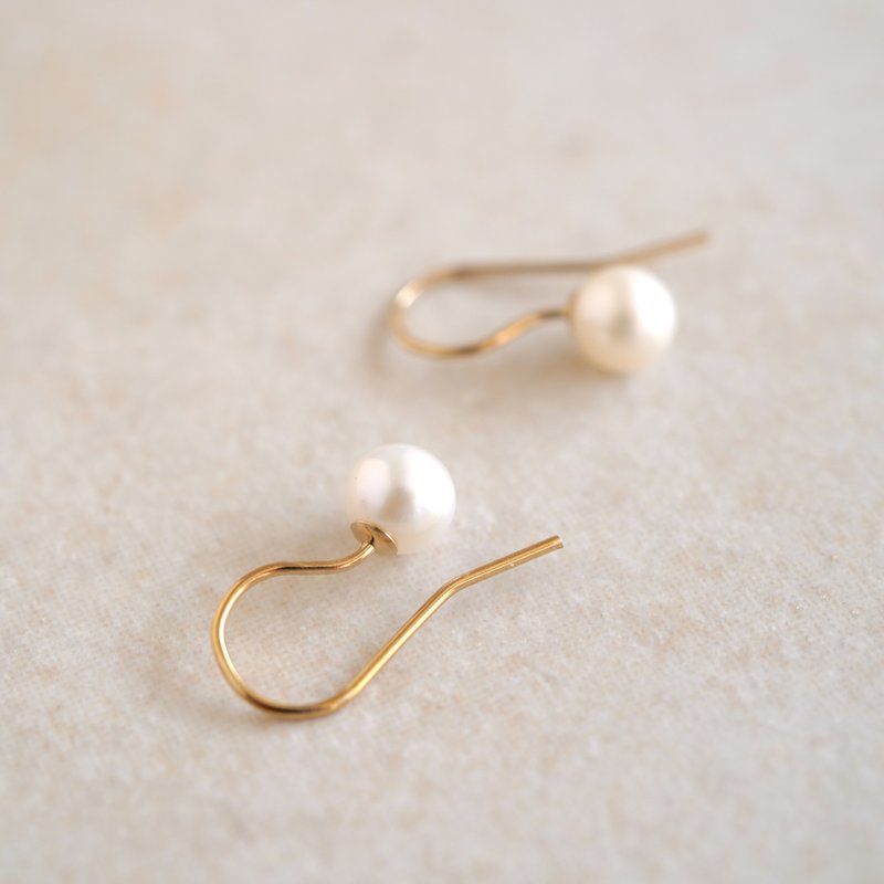 14kgf freshwater pearl design hook earrings - 設計館 temtem 耳環/耳夾 - Pinkoi