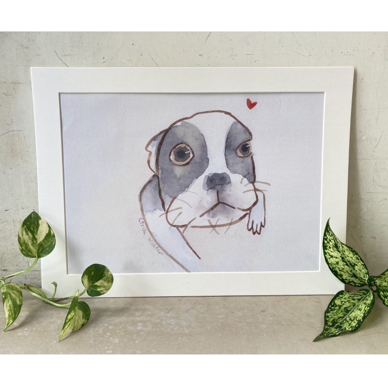 A4複製原畫 裱畫 水彩 狗 犬 - 設計館 Circle Walker 周圍行 卡片/明信片 - Pinkoi