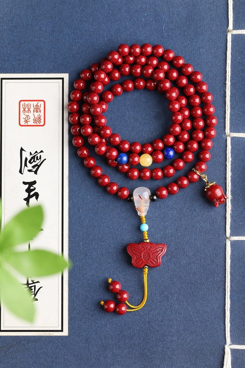 天然原礦硃砂精品紫金砂108顆佛珠手鏈 硃砂含量95%以上 - 設計館 水墨 手鍊/手環 - Pinkoi